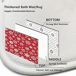 GRIEKOWE 4 Pcs Shower Curtain Set Christmas Snowflake Red Winter Xmas with Non-Slip Rugs Toilet Lid Cover and Bath Mat Bathroom Decor Set, Screen Full of Small Snowflakes 72" x 72" in