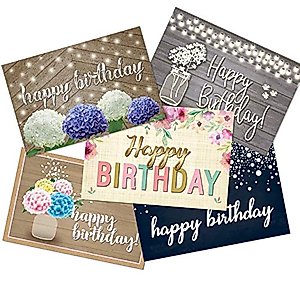 Stonehouse Collection | 50 Happy Birthday Postcards - 5 Birthday Designs | Elegant Design & Beautiful | Great for Friends, Family, Neighbors & Colleagues | Size: 4" x 6" | Bulk Birthday Postcards (Rustic Variety)