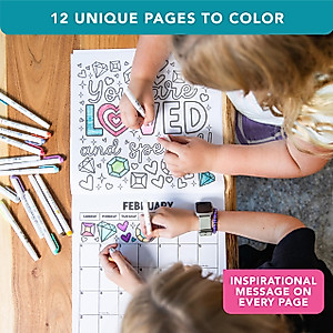 Tiny Expressions - Inspirational Coloring Calendar for Kids - Today is a Good Day 2024 Wall Calendar - Home or Classroom Kid Learning Calendars with Inspirational Quotes - Children's Calendar - 12x12 inches