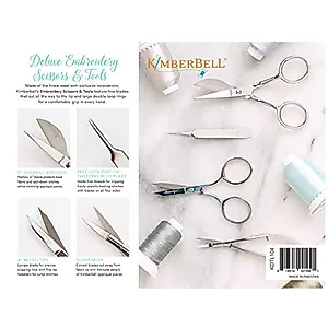 Kimberbell Beginner Box & Deluxe Scissor Set (35 Pcs) Machine Embroidery & Sewing, 3 Projects, Step-by-Step Instructions, Fabric + Materials, Techniques: Raw Edge Appliqué, Quilting & Satin Stitch