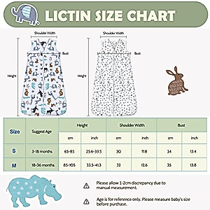 Lictin Baby Sleep Sack 0.5 Tog - 2 Pack Toddler Sleeping Sack 18-36 Months, Baby Wearable Blanket, Sleeveless Summer Baby Sleeping Bag with Adjustable Length and 2-Way Zipper, Gender Neutral
