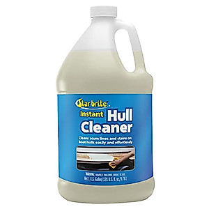 STAR BRITE Instant Hull Cleaner - Easily Remove Stains, Scum Lines & Grime for Boat Hulls, Fiberglass, Plastic & Painted Surfaces - Wipe On, Rinse Off Formula - 128 Ounce Gallon (081700)