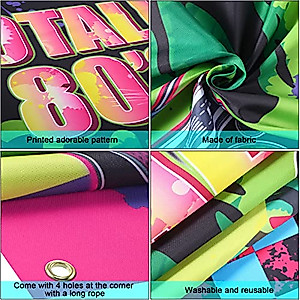 Totally 80's Door Cover, Large Fabric 80's Hip Hop Sign Graffiti Backdrop, 80's Party Retro Decoration Banner for 80's Theme Party Supplies Favors, 78.7 x 35.4 Inches