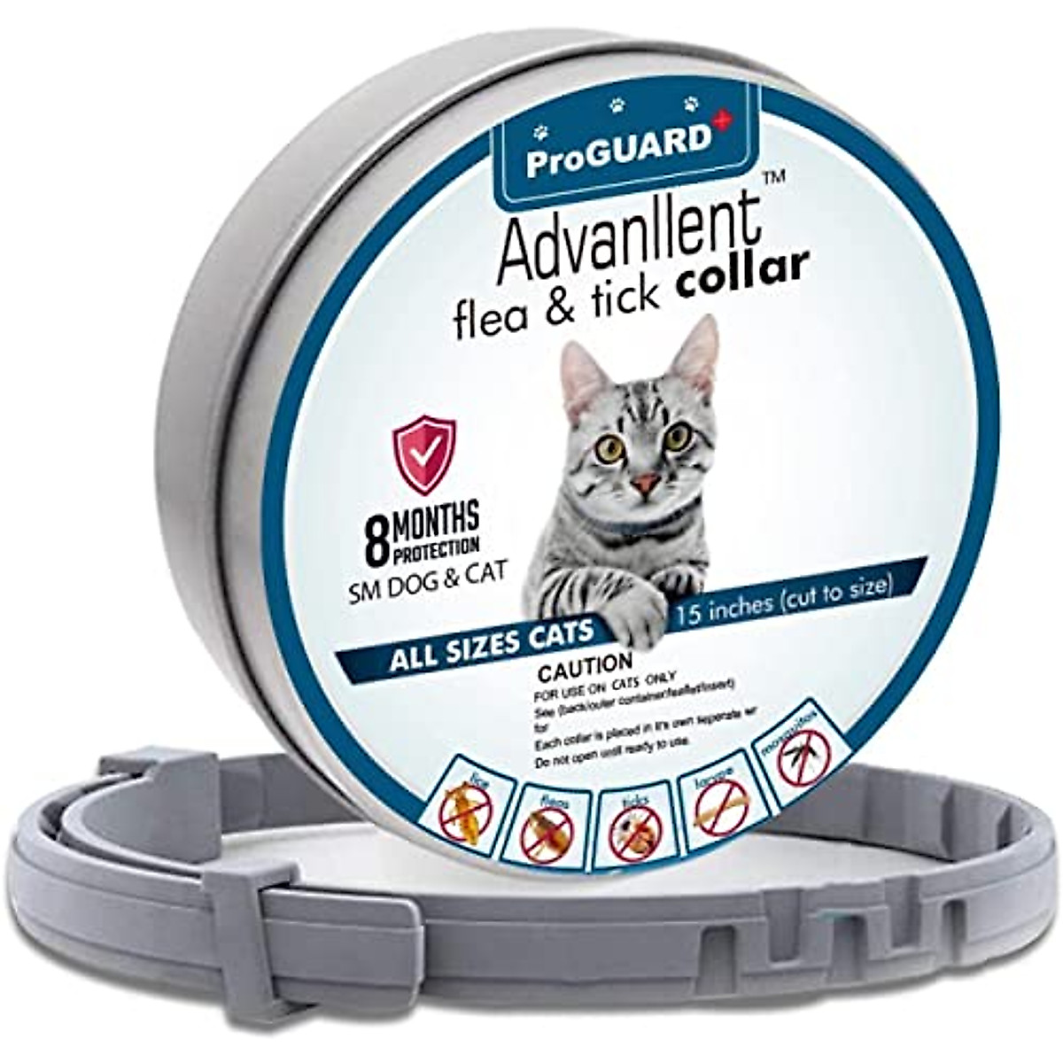 Advanllent Flea Collar for Cats, Flea and Tick Collars for Cats and Kittens, 8 Month Protection, Gray