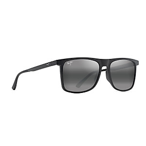 Maui Jim Makamae Square Sunglasses, Matte Black/Neutral Grey Polarized, Extra Large
