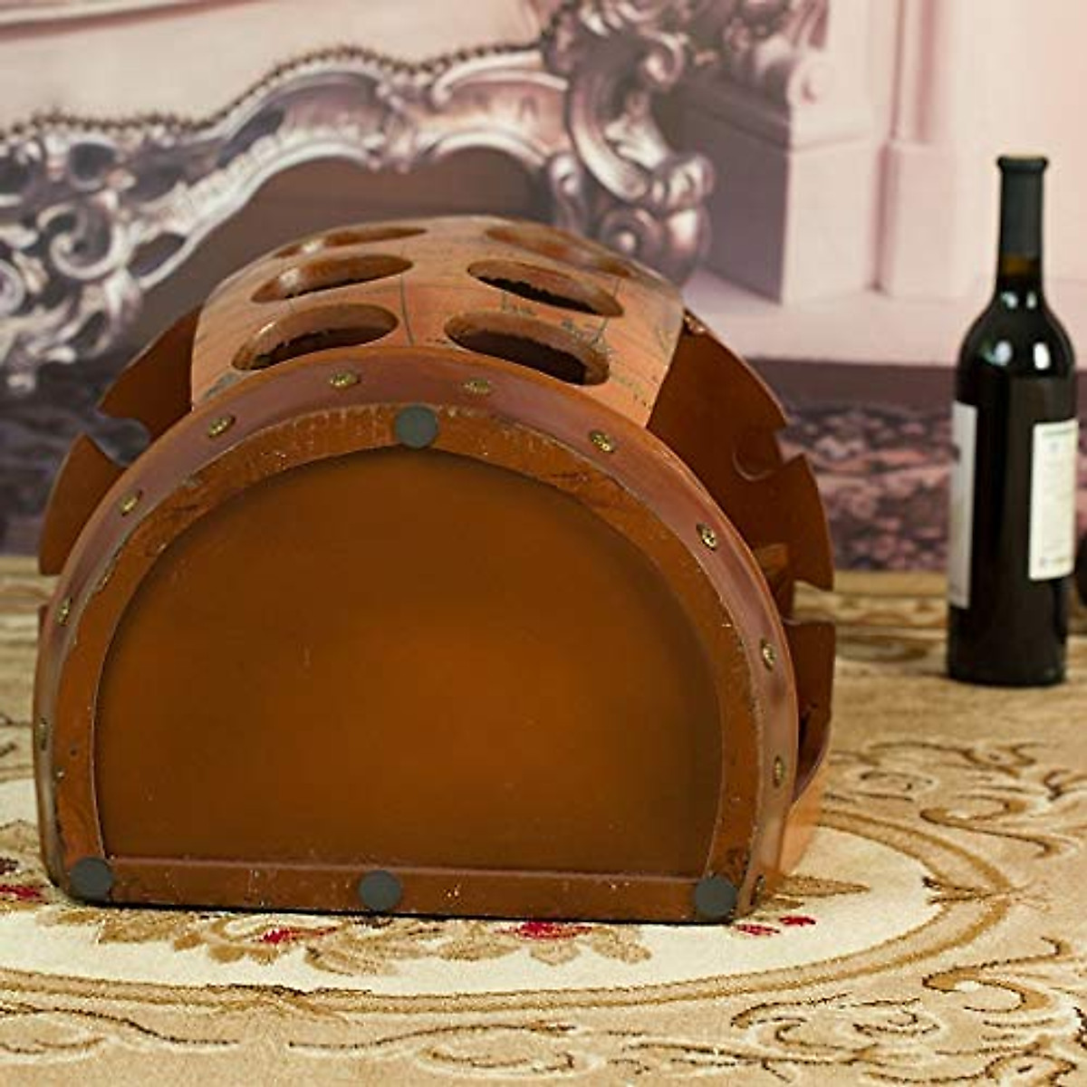 Floor-Standing Half of The Barrel Creative Decor Display Stand Stable Wine Cellar Storage Box J1028, PIBM