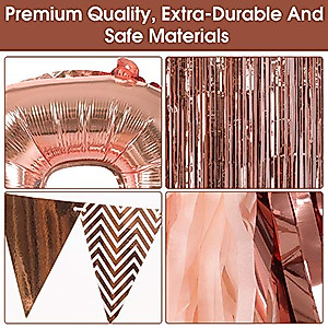 Sekcen Baby Shower Decorations for Girl 69 Pcs Rose Gold Girl Baby Shower Decor Kit with Foil & Confetti Balloons, Tassels, Triangle Flags