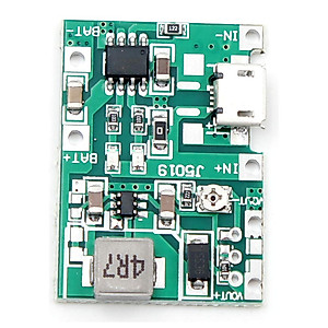 (5 Pack) JacobsParts Micro-USB TP4056 3.7V Battery Charger Module 7W DC UPS with Adjustable Step-up Boost Output 5V 9V 12V 27V