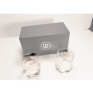Christopher Walton The Warped. Handmade Bourbon Rocks Glass, 8.5oz, Set of 2 in Gift Box
