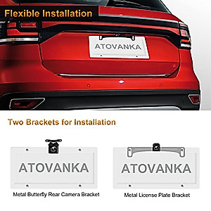 ATOVANKA Backup Camera Rear View License Plate Reverse Camera Universal for Pickup Truck Car SUV, AHD/CVBS Switchable,160° Wide View Angel with Multiple Mount Brackets, Perfect Night Vision