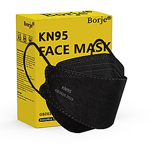 KN95 Face Masks for Adults 50 Pack, Individually Wrapped, 5-Ply Black Disposable Face Mask Against PM 2.5 Smoke & Dust, Filtration Efficiency 95%