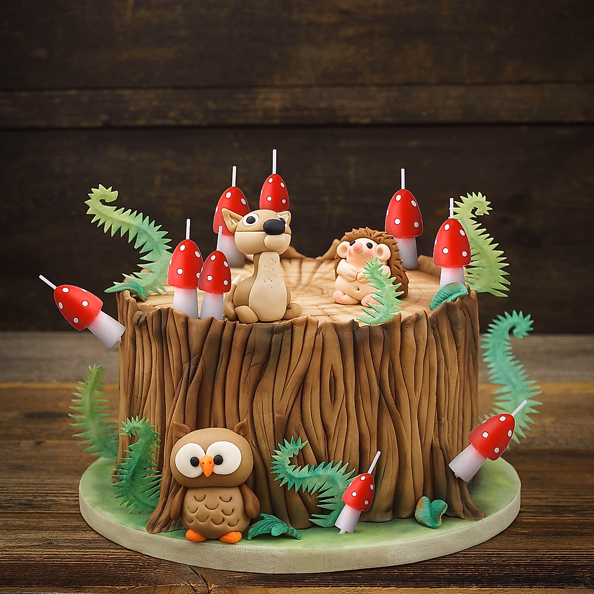 Tondiamo 9 Pcs Birthday Candles Forest Mushroom Candles Mushroom Cake Decorations Mushroom Cake Topper Woodland Cupcake Topper