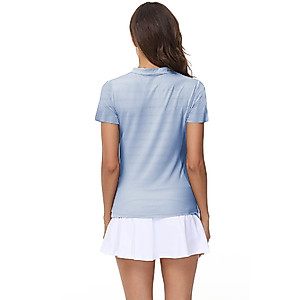 DOTIN Women's 2 Pack V-Neck Golf Polo Shirts Short Sleeve Collarless Quick Dry Sport T-Shirts Workout Tops