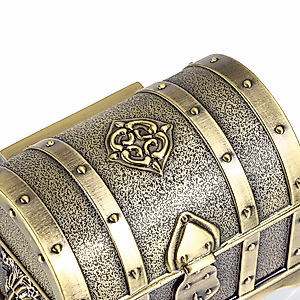 Hipiwe Vintage Metal Jewelry Box Treasure Trinket Chest,Smal Ring Earrings Necklace Keepsake Gift Holder Case for Girls Ladies Women (Bronze, Small)
