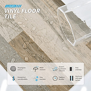 Art3d 36-Pack 54 Sq.ft Peel and Stick Floor Tiles Vinyl Plank Flooring Wood Look, Adhesive and Waterproof Tile Sticker for Bedroom, Living Room, Kitchen, RV in Aged Wood