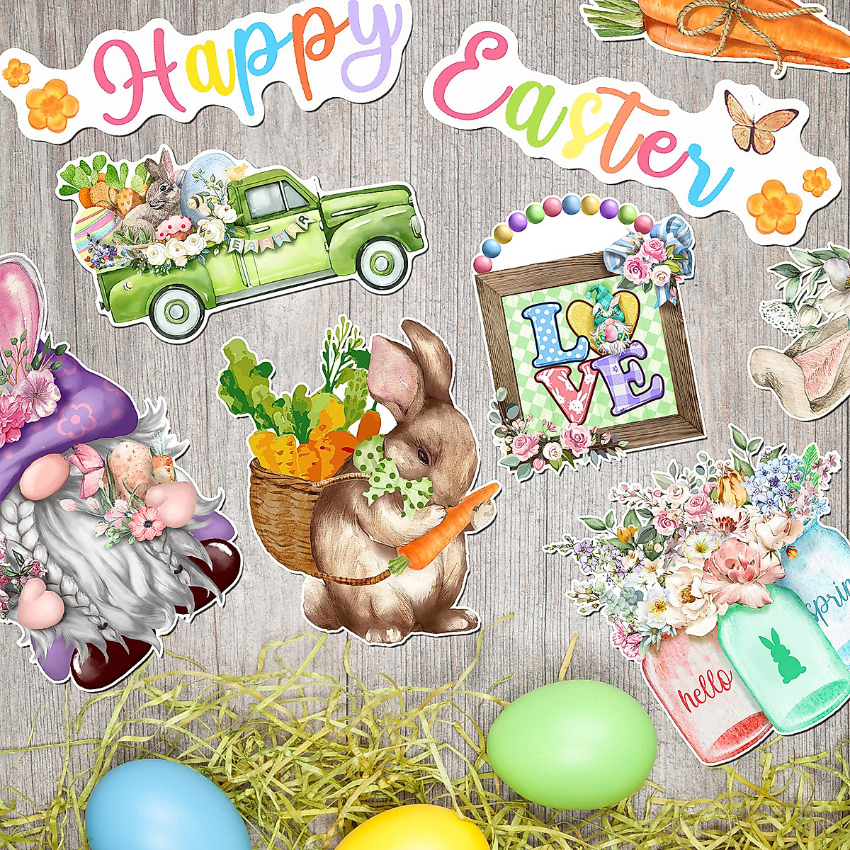Easter Refrigerator Magnets Decoration 13Pcs, Happy Easter Gnome Fridge Car Garage Door Magnetic Stickers Holiday Decoration, Waterproof Easter Magnet Decals for Home Kitchen Decor…