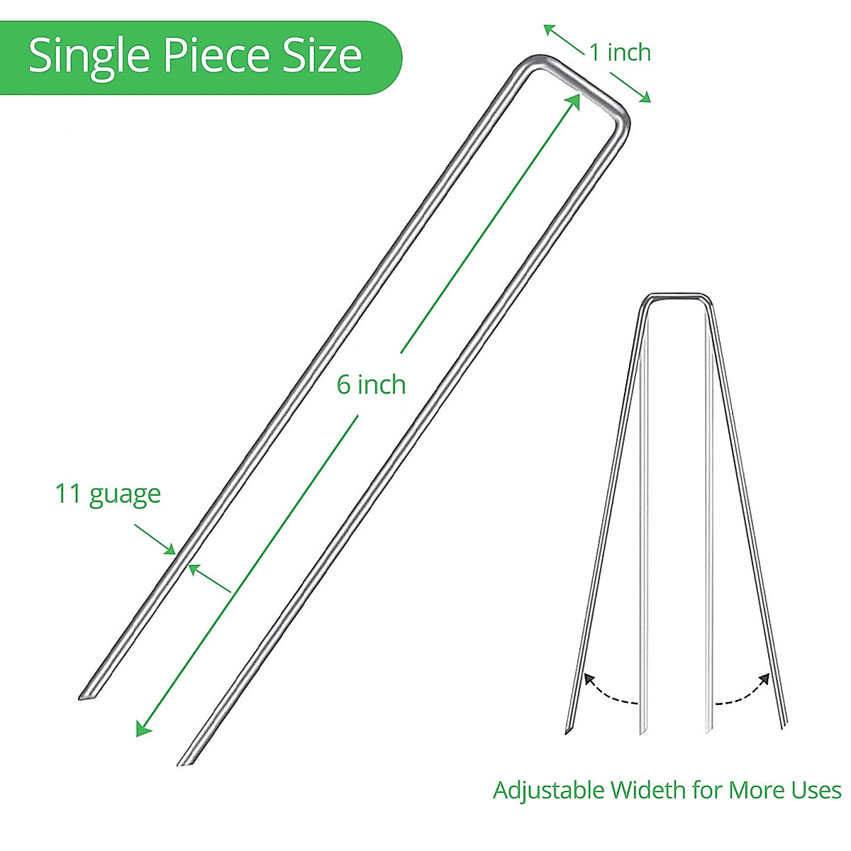 6 Inches Garden Stakes Metal Landscape Staples 16 Packs 11 Gauge Stakes Galvanized Steel Lawn Stakes Yard Staples Securing Pegs for Weed Barrier Fabric Ground Cover Holding Fence and Artificial Turf