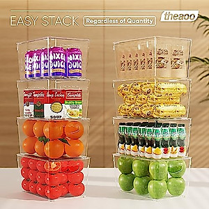 8 Pack Clear Storage Bins with Lids Stackable, Large Plastic Storage Bins with Handle for Pantry Organization and Storage, Perfect Containers for Fridge Organizer, Freezer, Kitchen, Cabinets, Bathroom