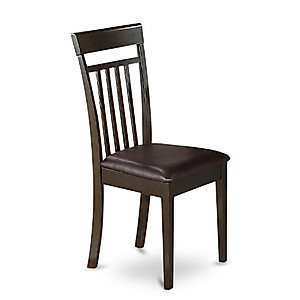 East West Furniture ANCA5-CAP-LC 5 Piece Dinette Set for 4 Includes a Round Kitchen Table with Pedestal and 4 Faux Leather Upholstered Dining Chairs, 36x36 Inch, Cappuccino