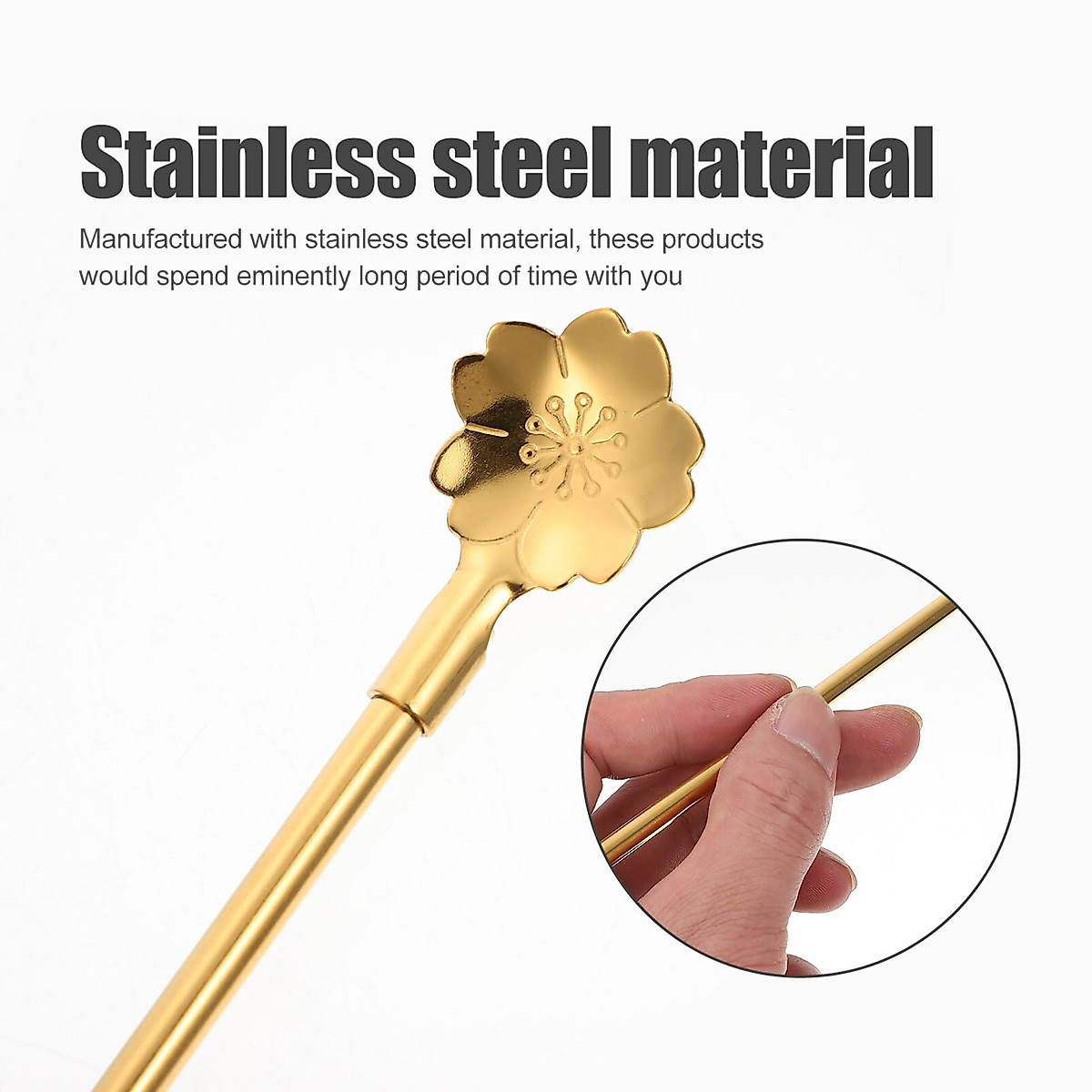 Cabilock Stainless Straw 6Pcs Spoon Straws Cocktail Stirring Spoon with 2Pcs Cleaning Brushes Stainless Steel Mixing Spoon Drink Stir Spoons for Cocktail Coffee Beverage Mixing Spoons