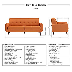 Lexicon Linville Living Room Sofa, Orange