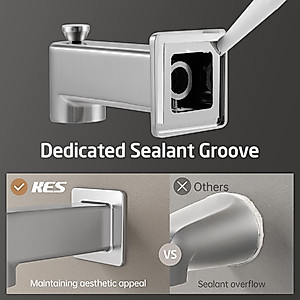 All Metal Construction (Inside and Out) Bath Tub Faucet Replacement, KES 5-3/8 Inch Bathtub Spout with Diverter, Shower Slip-on Tub Faucet Fits 1/2 Inch Copper Pipe, Brushed Nickel, PTSN300-BN