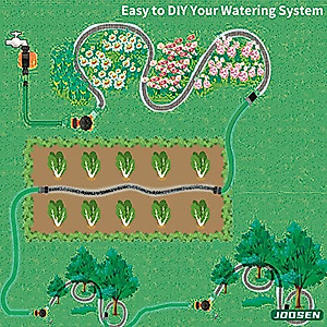 JOOSEN Soaker Hose 25ft 1/2" Flat Double Layer Consistent Drip Hose Saving 80% Water Leakproof Kink Free Vegetable Garden Hose