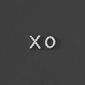 Ross-Simons 0.10 ct. t.w. Diamond X/O Mismatched Earrings in 14kt White Gold