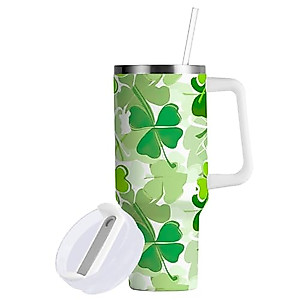 RPLIFE Green Clovers 40 Oz Tumbler, Stainless Water Bottle, Insulated Cups with Lids