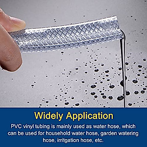 MECCANIXITY Braided Reinforced PVC Tubing 1/2" ID 3.3ft Transparent High Pressure for Water Hose