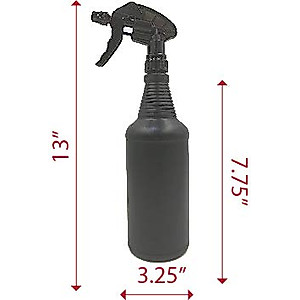 Hydrogen Peroxide Spray Bottles - UV Light Blocking - Opaque Black Spray Large - Cleaning & Plant Solutions - Chemical Resistant - Extra Large 32 oz - Leak Resistant - Car Detailing - Janitorial