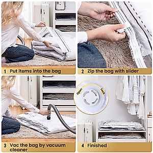 TAILI Long Side Zip - 8 Extra Large Vacuum Storage Bags for Bedding for Towels, Blankets, Pillows or Clothes-Space Saver Vacuum Seal Bags for Clothing Ideal Under Bed Storage Solution