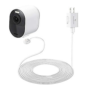 16ft/4.8m Weatherproof Outdoor Charging Cable with Quick Charge Adapter Compatible with Arlo Ultra/Ultra 2/Pro 3/Pro 4 (White) (NOT Compatible with Arlo Essential Spotlight)