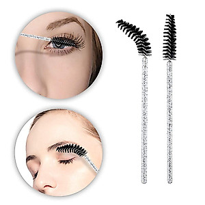 G2PLUS 500PCS Crystal Eyelash Mascara Brushes Wands Applicator Makeup Kits Mascara Wands Lash Spoolies for Eyelash Extensions and Eyebrow Brush (Black)