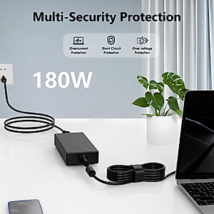 Adapter for Dell 15 17 G5 (5587/5590) G3 (3579/3379/3590) G7 (7588/7590/7790) for Alienware M13 M15 M17 M14x M15x M17x Area-51m DA180PM111 Laptop Power Supply Charger Cord