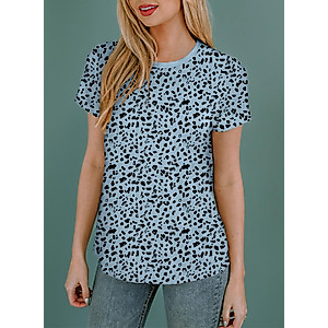 EVALESS Womens Summer Tops Casual Short Sleeve Polka Dot Shirts Round Neck T Shirts Fashion Outfits 2025 Spring Summer Loose Fit Tee Blouses Gray Large