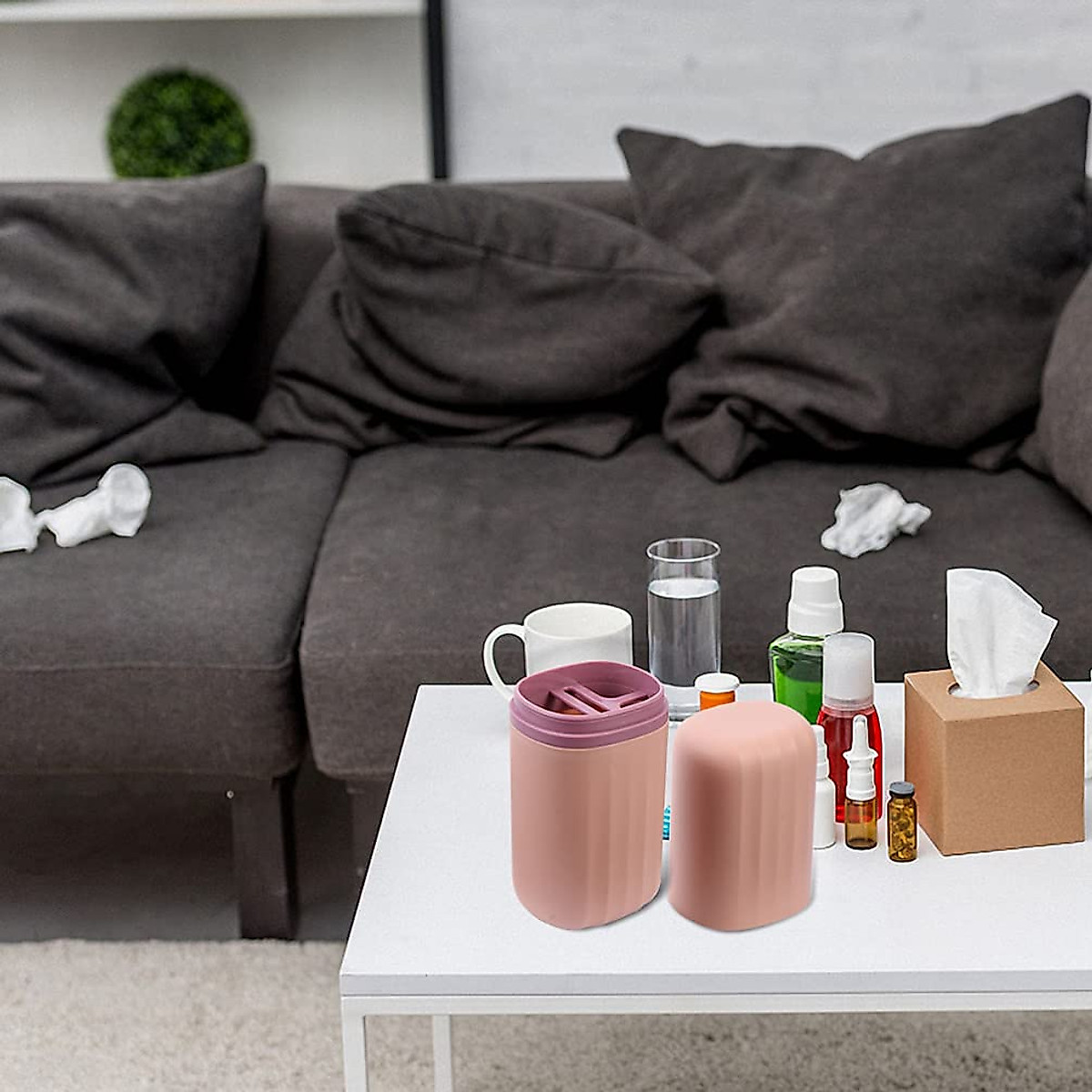 DOITOOL 3Pcs Travel Toothbrush Cup Case Toothbrush Holder Portable Toothbrush Toothpaste Storage Containers for Camping School Business Trip Bathroom White Pink Dark Blue