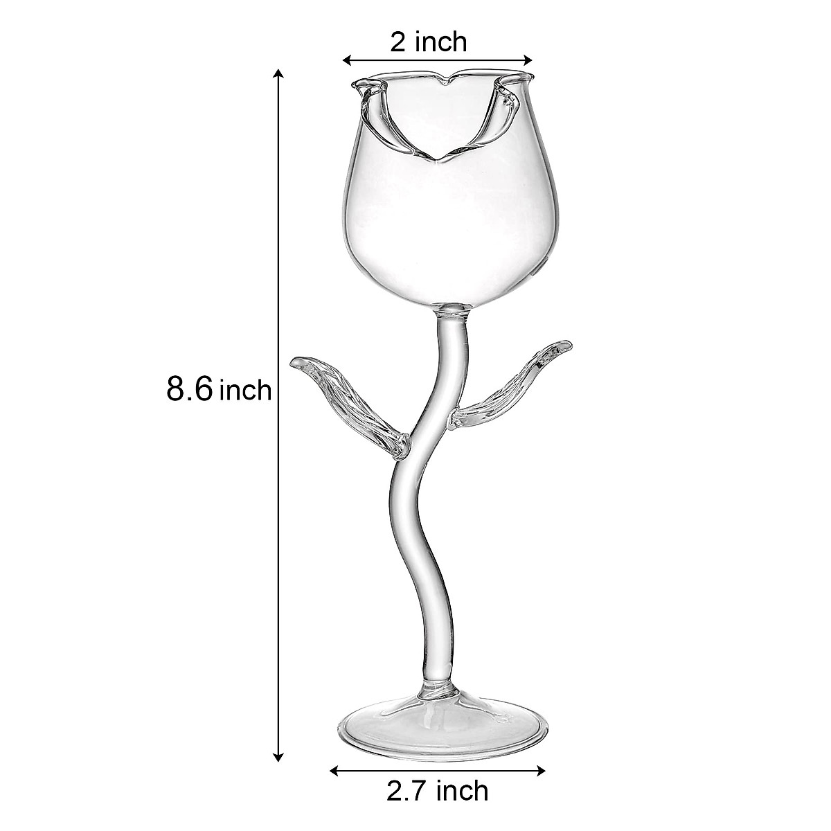 Mezchi Set of 4 Rose Cocktail Glass, Flower Red Wine Glass, Crystal Clear Rose Goblet Glasses, Stem Champagne Flutes Drinkware for Mother's Day Gift, Wedding, Party, Dinner, Birthday