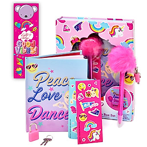 Gift Boutique JoJo Siwa Coloring and Activity Set, Diary Journal Art Kit with Lock and Key, Drawing Sketch Pad Notebook, Pen, Craft Stickers Bookmark for Girls Boys and Kids