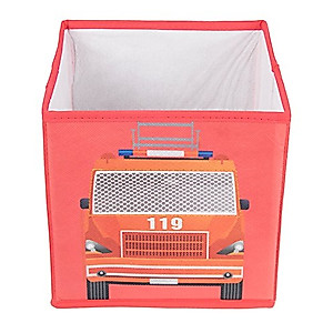 Clever Creations Collapsible Storage Organizer, Perfect Vehicle Themed Toy Chest for Storing Books, Shoes, Games and More, Fire Truck