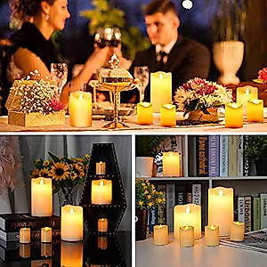 Flickering Flameless Candles Battery Operated Candles Waterproof Outdoor Candles Votives LED Candles Pack of 7 (D:3.25" x H:4" 5" 6") With Remote Cycling 24 Hours Timer Plastic Candles Battery Candles