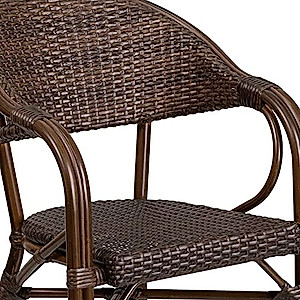 Flash Furniture Milano Series Cocoa Rattan Restaurant Patio Chair with Bamboo-Aluminum Frame