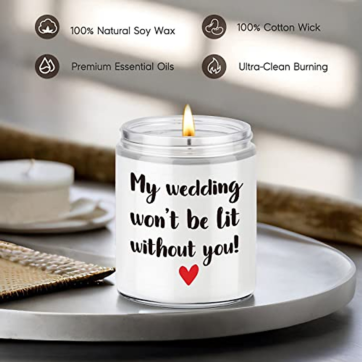 LEADO Scented Candles - Bridesmaid Gifts, Bridesmaid Proposal Gifts - Funny Maid of Honor Gifts for Wedding Party - Thanks You Gifts for Bridesmaids, Matrons of Honor, Junior Bridesmaid Gifts