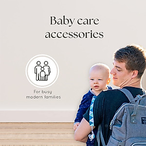 Dodo Babies Diaper Bag Backpack Set - Insulated & Waterproof Pockets - Plus Two Pacifier Clips, Binky Case & Stroller Straps (Blue/Grey)