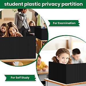 Ayuanb 4 PCS Desk Dividers, 17 x 14 x 13.5 Inch Plastic Classroom Privacy Shields for Student Desks with Name Labels, School Class Study Carrel Folder Boards Teacher Supplies (Black)
