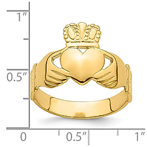 Solid 14k Yellow Gold Irish Claddagh Celtic Ring Band (Size 9)