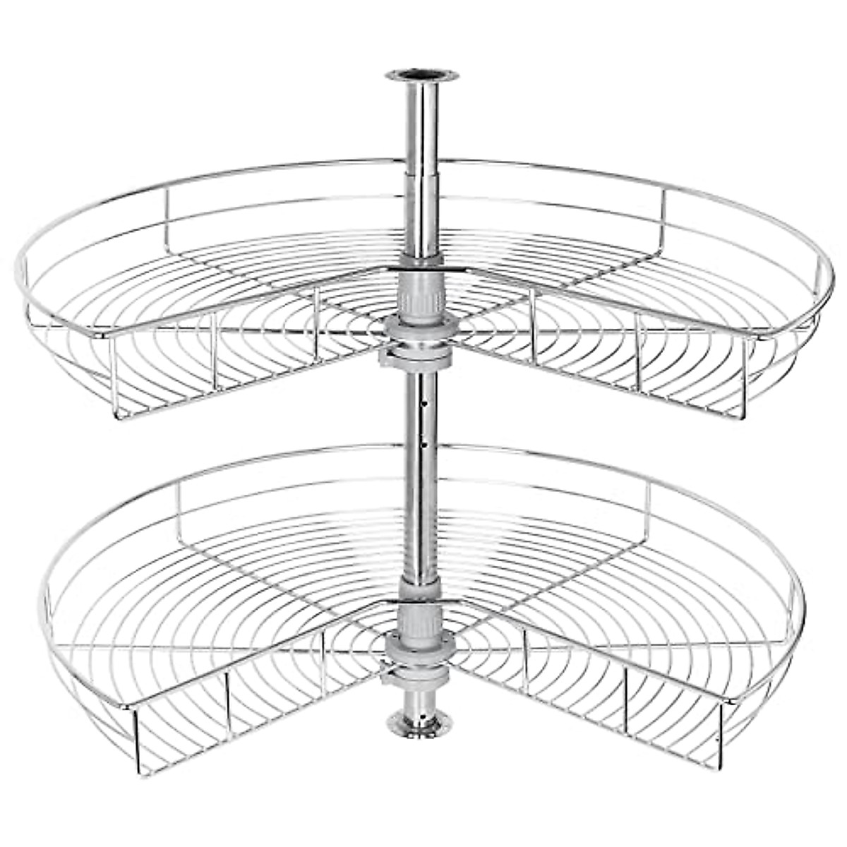 Xverycan 28" Kidney Shaped Lazy Susan Corner Organizer, Stainless Steel Lazy Susan Kitchen Base Cabinet Blind Corner Organizer, 2 Tier Rotating Storage Shelf Rack