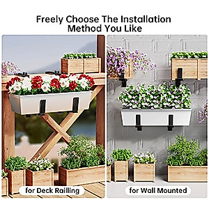 Y&M 4 Pcs Deck Railing Adjustable Planter Box Brackets (6 to 12.5 in), Universal Window Box Brackets, Heavy Duty Iron Flower Box Wall Mounting Hooks for Balcony, Fences, Patio, and Garden - Black