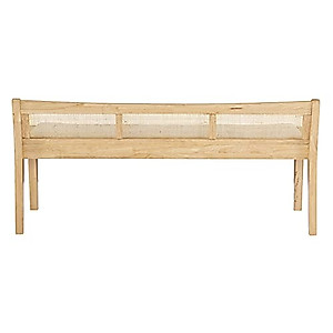 Powell Kasi Beige Rattan Cane Bench with Back, Large, Natural