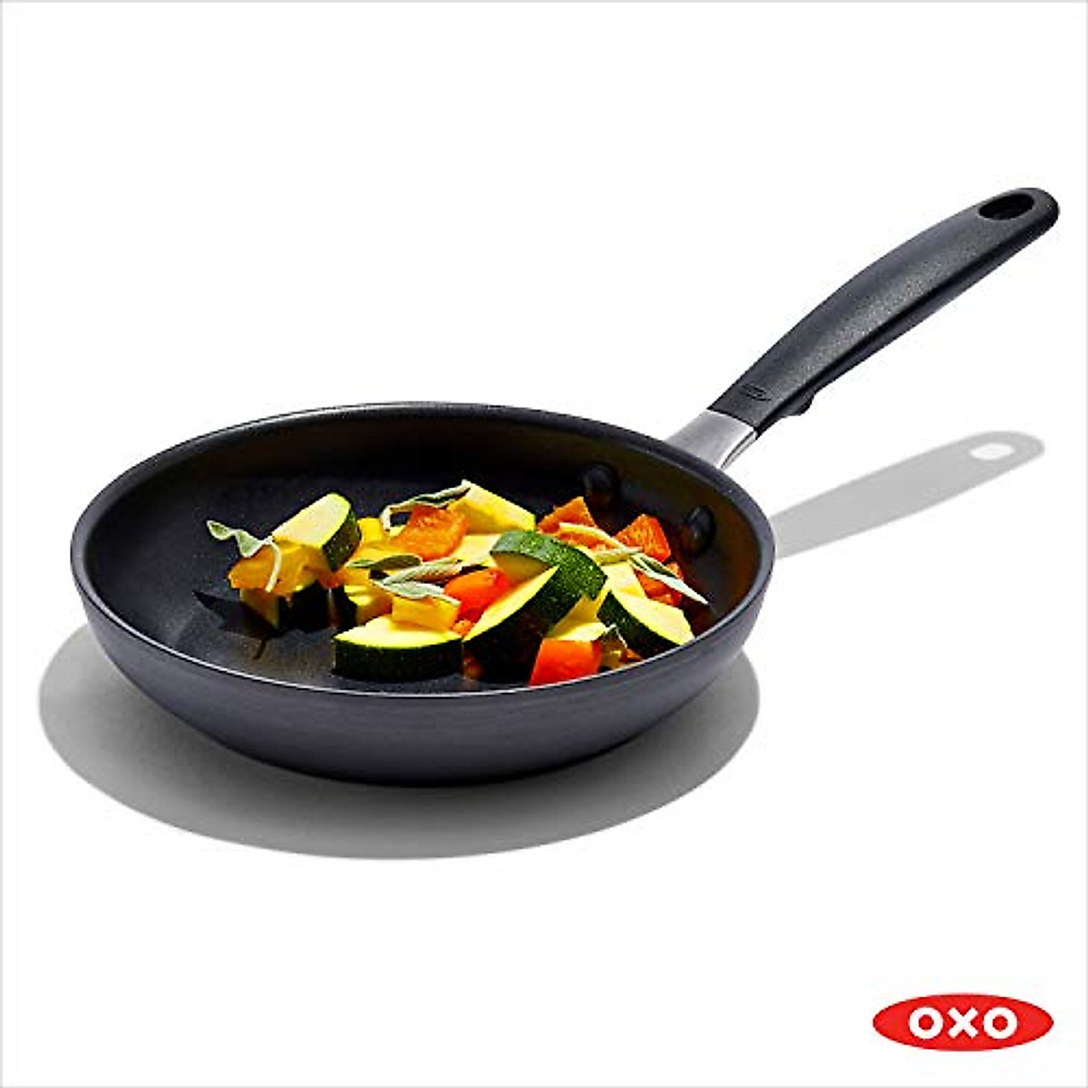 OXO Good Grips 8" Frying Pan Skillet, 3-Layered German Engineered Nonstick Coating, Stainless Steel Handle with Nonslip Silicone, Black